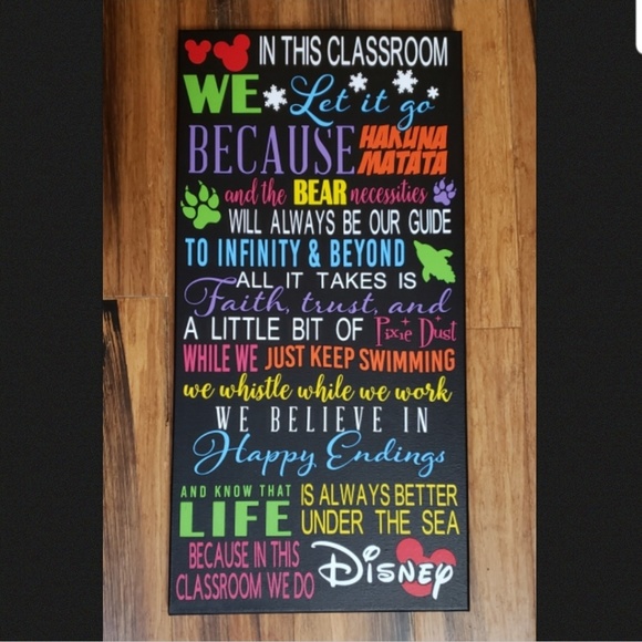 Handmade | Wall Decor | In This Classroom We Do Disney Sign | Poshmark